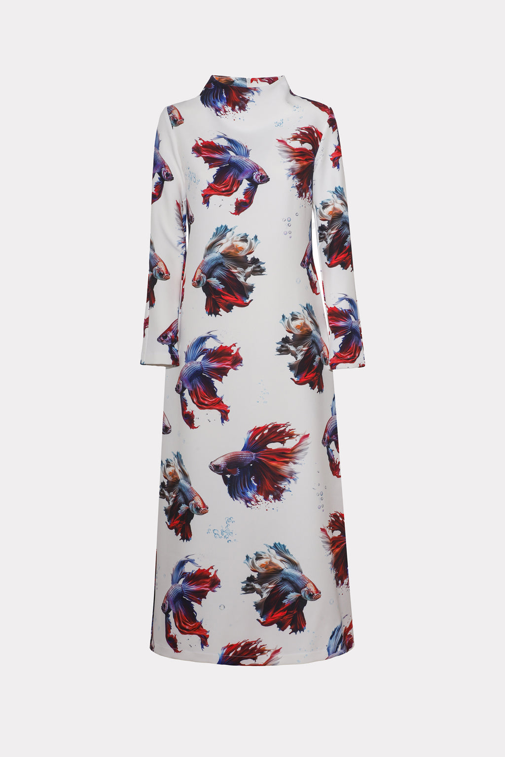 Fish Print A-Line Long Dress White – Julia Allert