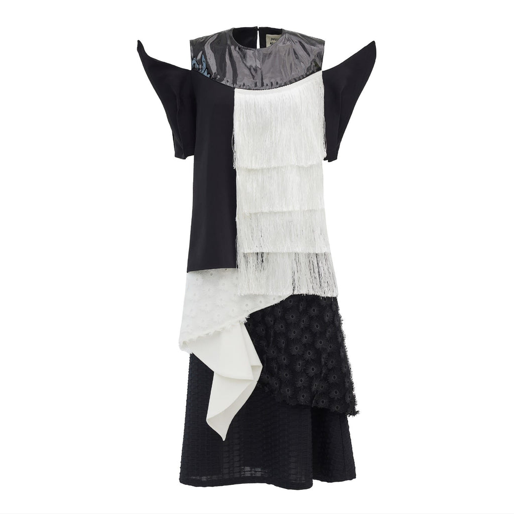 EXCLUSIVE Multi-Layered Dress With Intricate Details Black White ...
