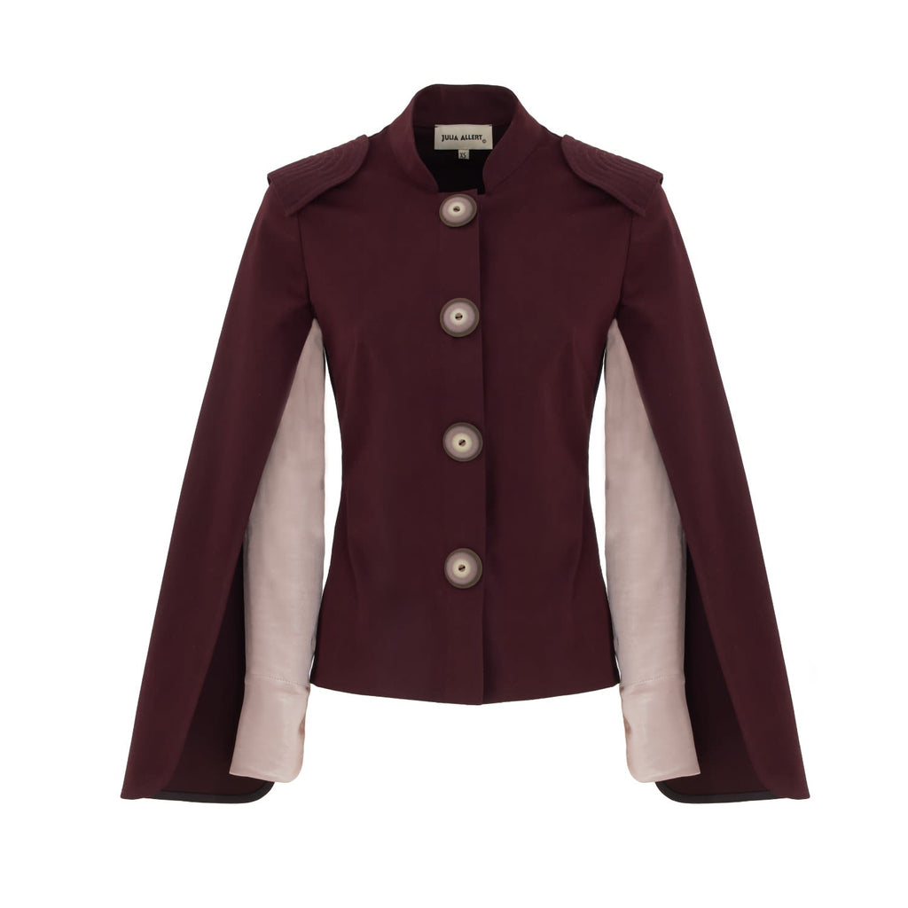 Tailored Structured Cape Blazer Burgundy – Julia Allert
